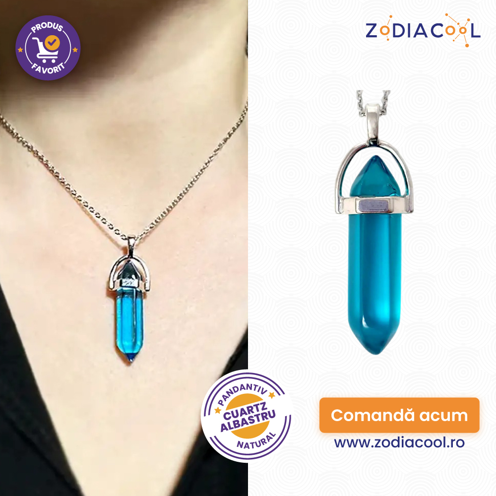 Pandantiv cuart albastru, piatra exprimarii clare, cristal natural ...