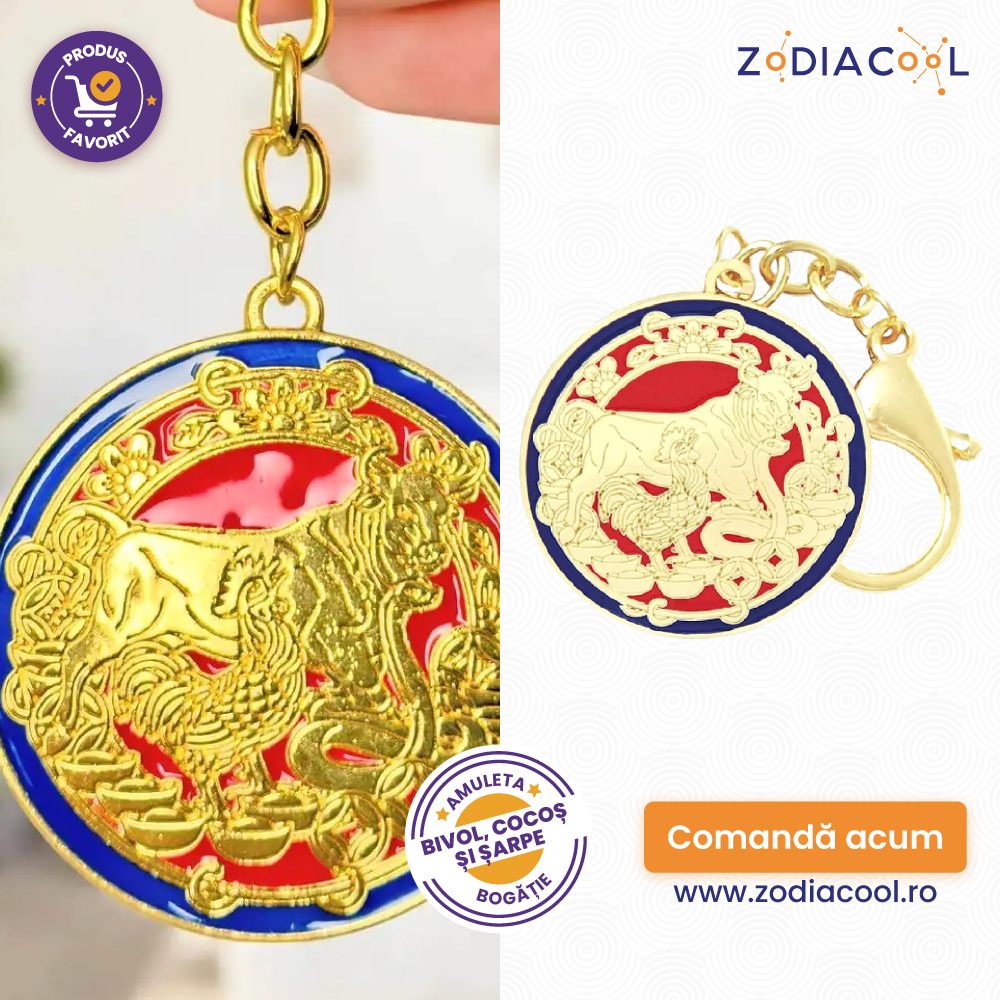 Amuleta zodii Bivol, Cocos si Sarpe, breloc feng shui | Zodiacool