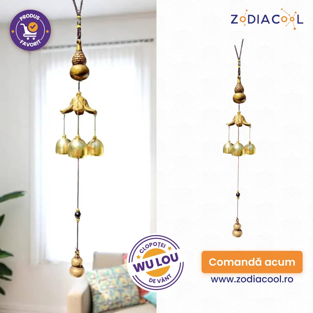 Clopotei de vant cu WU LOU si 3 clopotei, talisman Feng Shui pentru ...