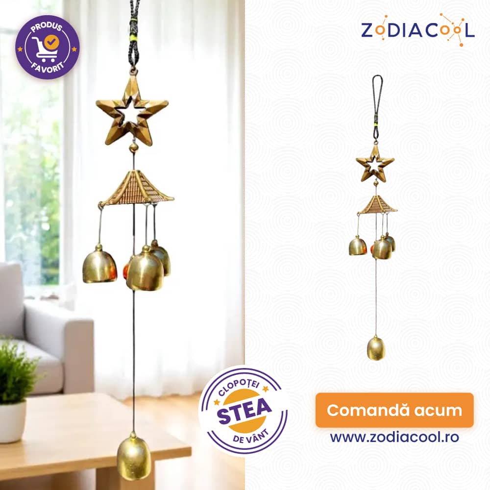 Clopotei de vant cu stea stralucitoare, simbol al ghidarii si energiei ...