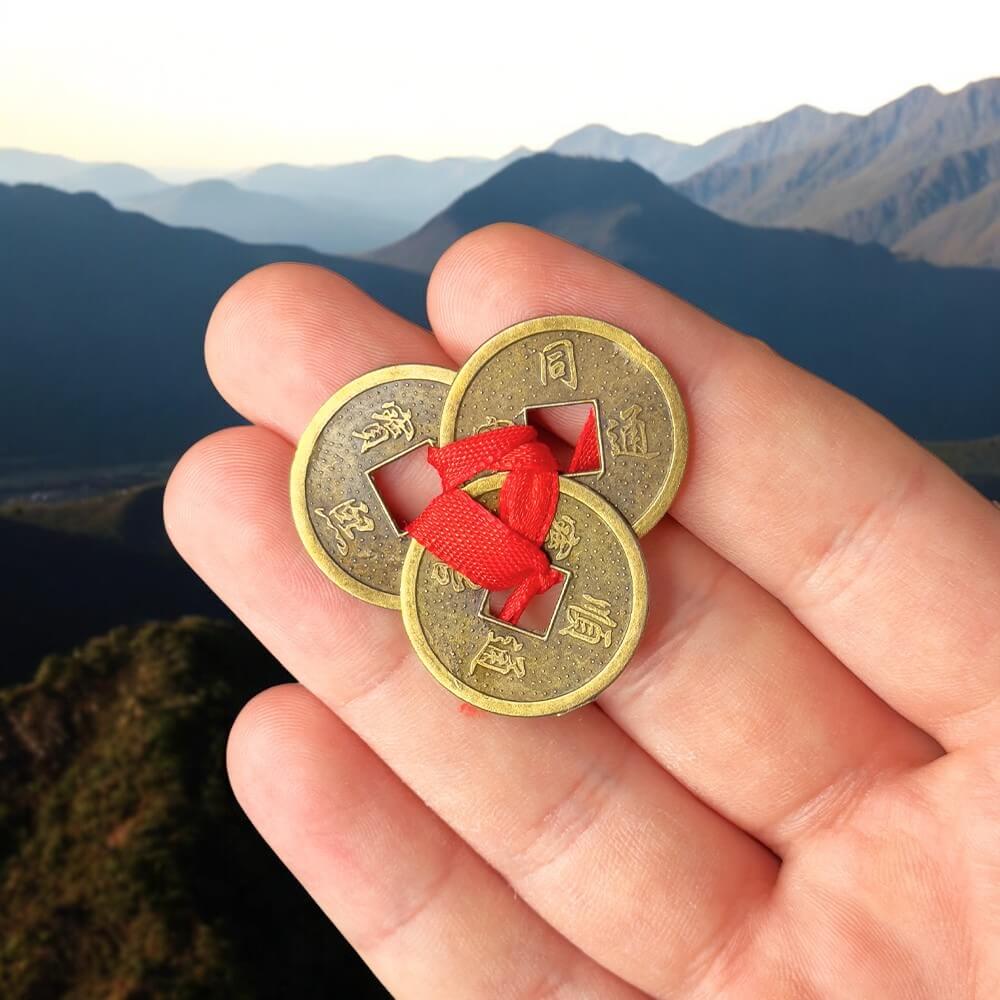 Amuleta trei monede chinezesti, pentru protectia de pierderi si ...
