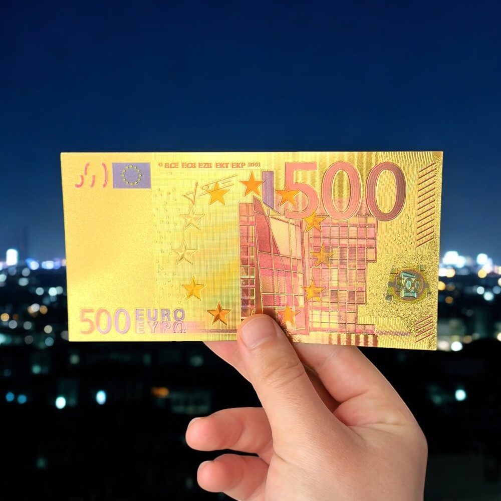 Bancnota metalica 500 euro, amuleta pentru bani, polimer 15 cm | Zodiacool
