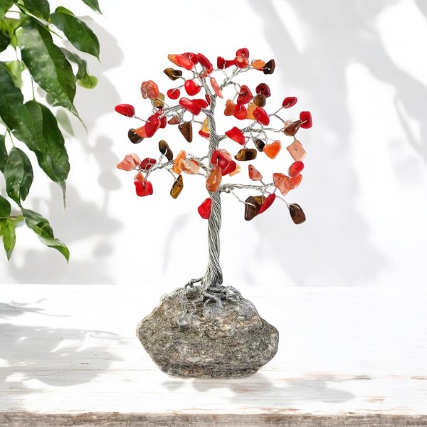 Copac cu pietre rosii Coral, Carneol si Jasp, contra energiilor ...