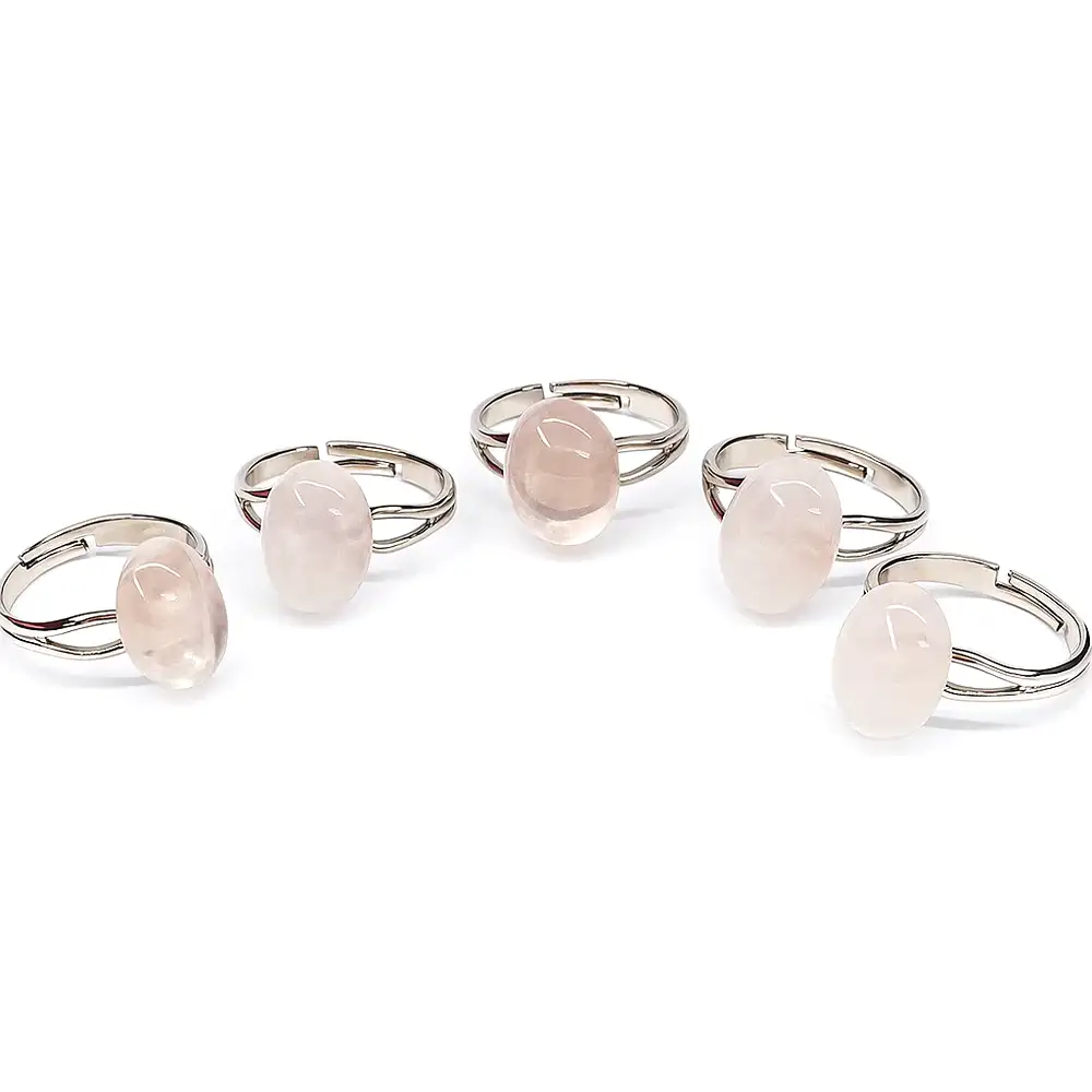 Inel Cuart Roz, piatra ovala tip Bohemia, inoxidabil reglabil | Zodiacool