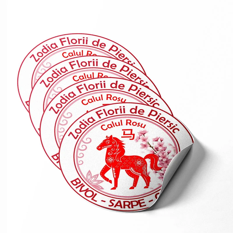 Sticker Cal Rosu, floarea de dragoste pentru Bivol, Sarpe si Cocos, 5 ...